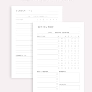 Earn Screen Time Checklist for Teenagers / Kids, Screen Time Chore ...