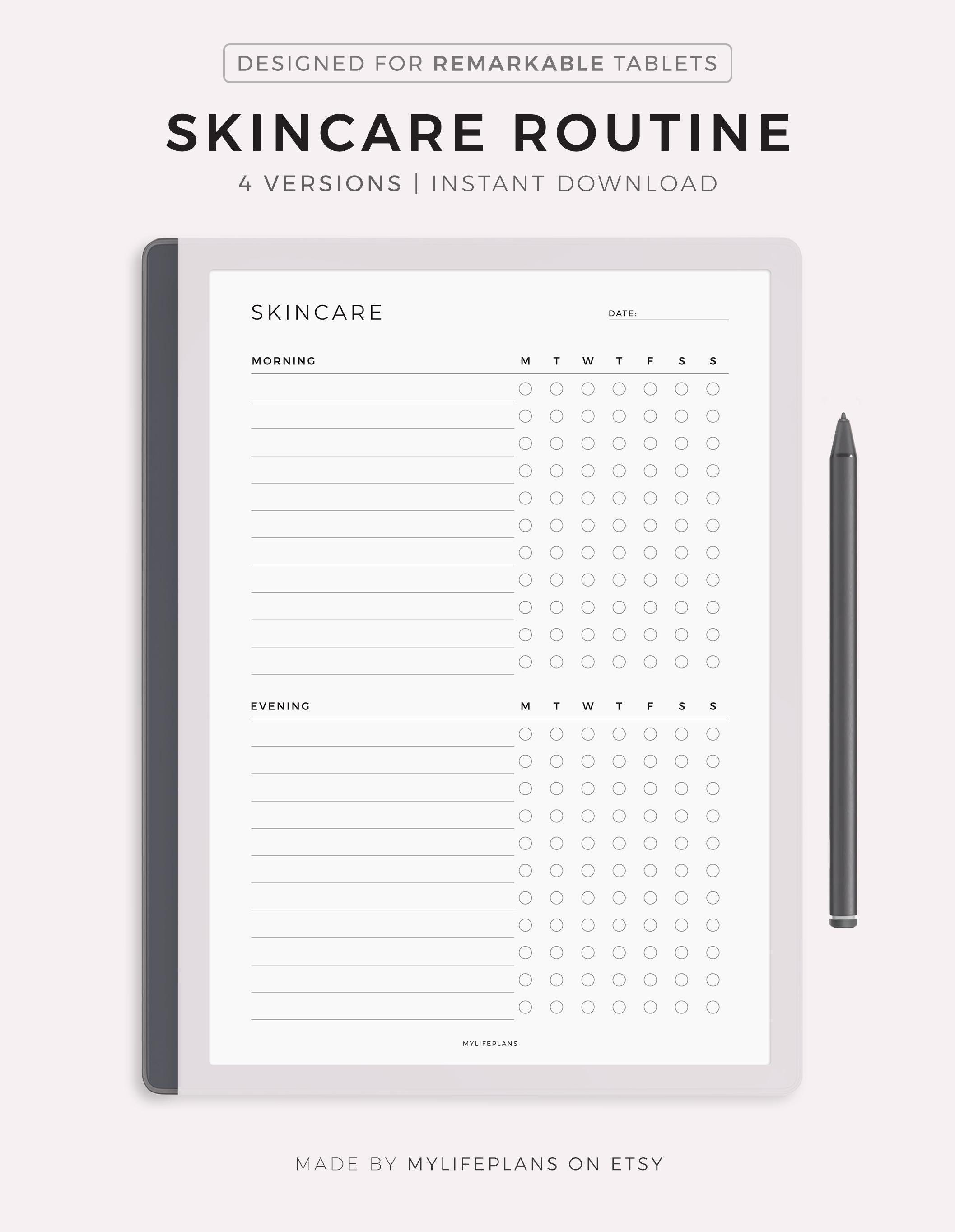 Skincare Routine Planner for Remarkable 2, Instant Download - Etsy