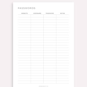 Simple Password Tracker, Password Keeper, Password Organizer, Password ...
