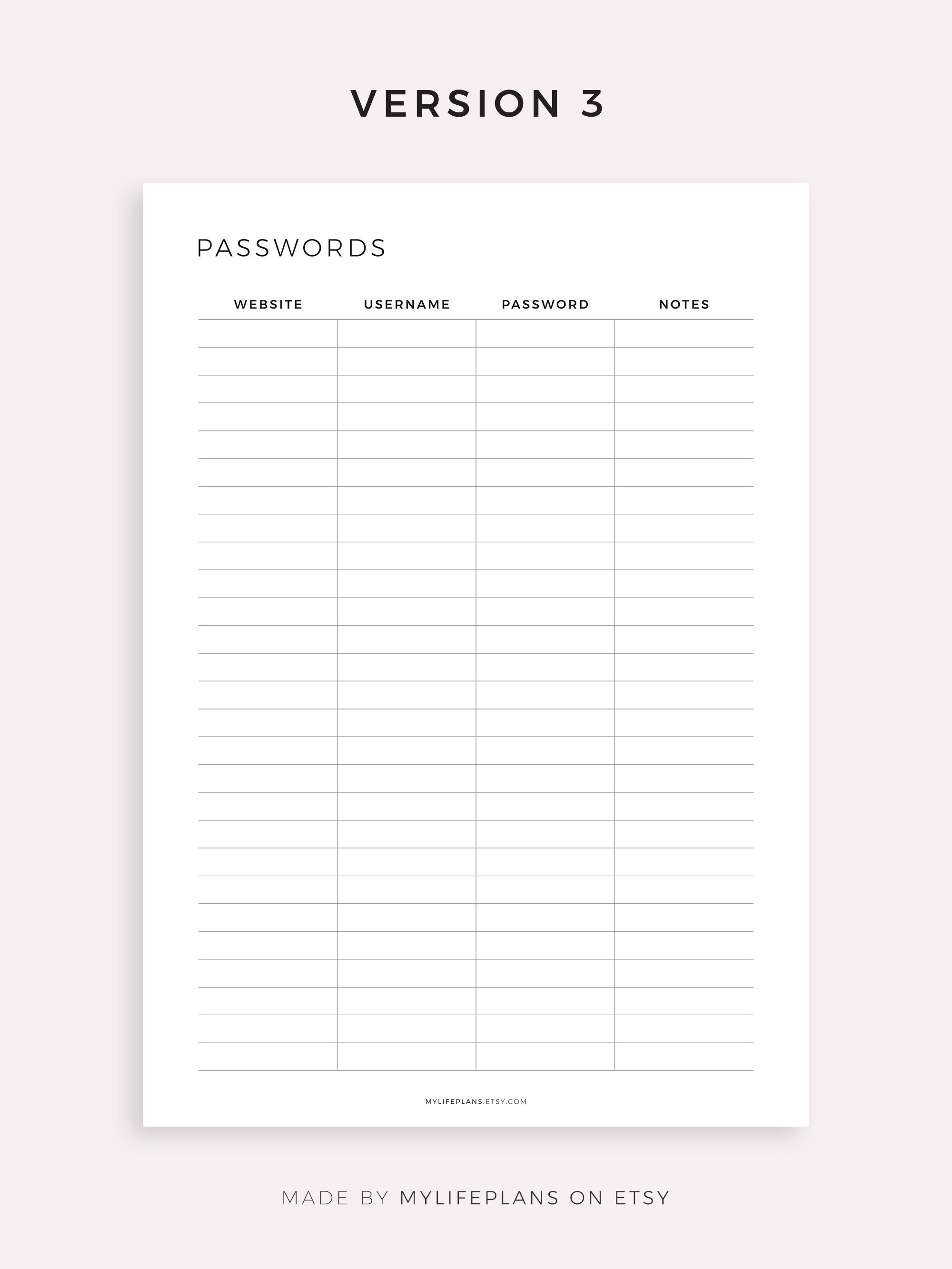 Simple Password Tracker, Password Keeper, Password Organizer, Password ...