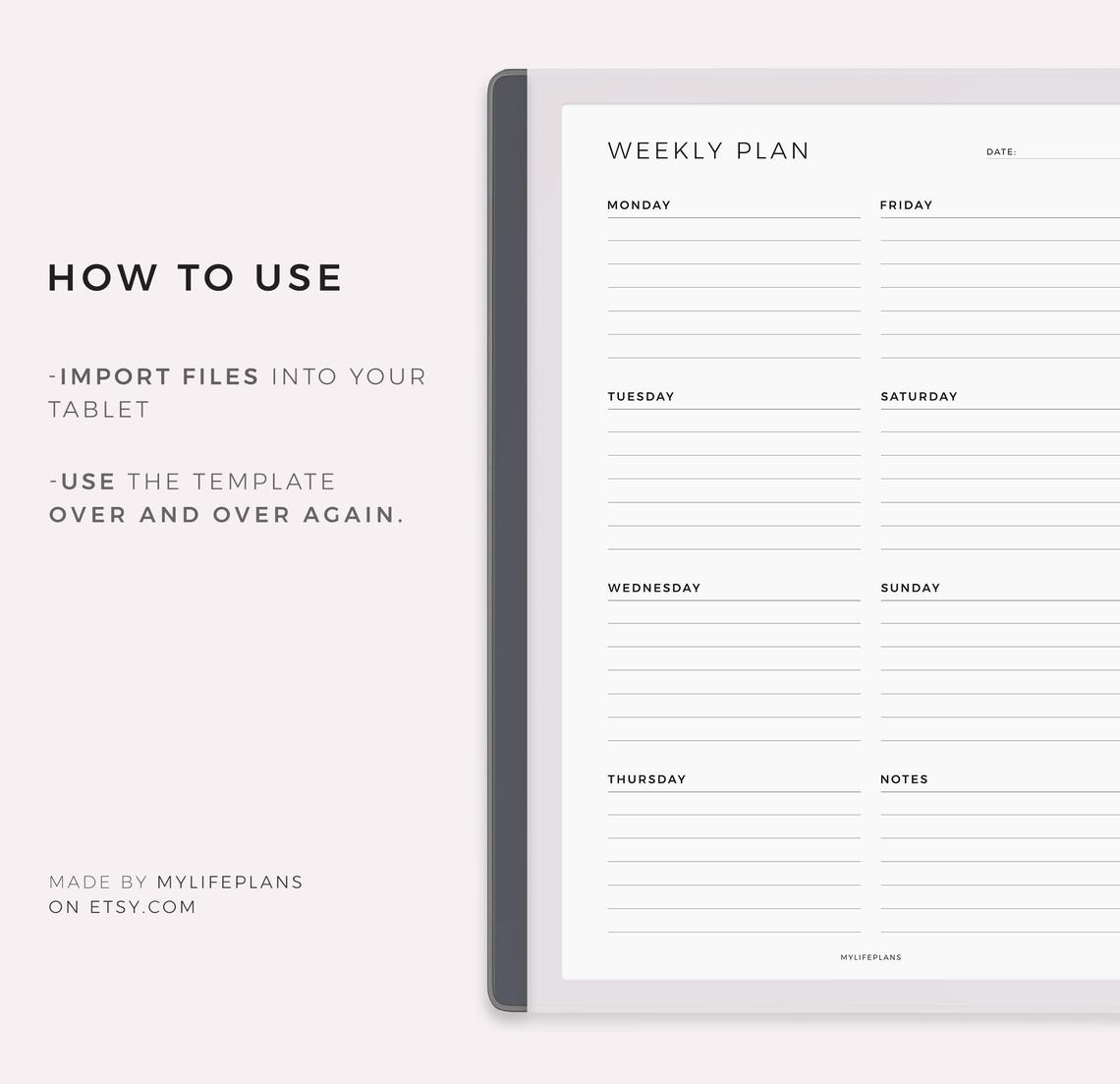 Weekly Organizer for Remarkable 2, Weekly Planner to Do List, Week at a ...
