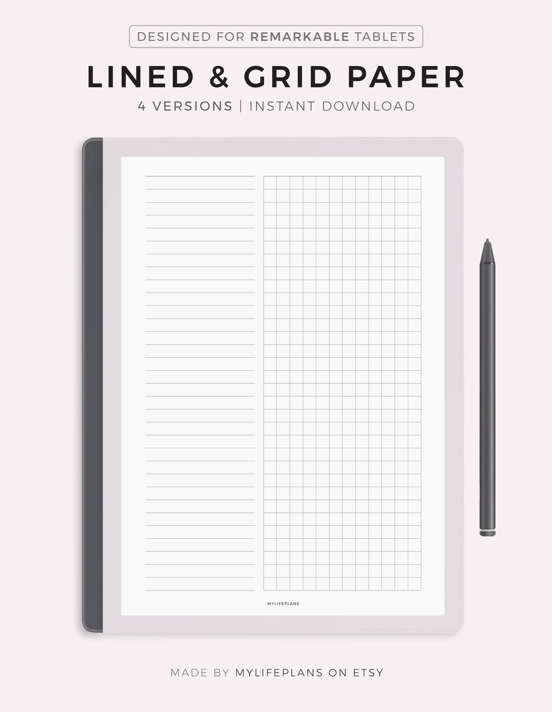 Lined & Grid Paper for Remarkable 2, Instant Download - Etsy