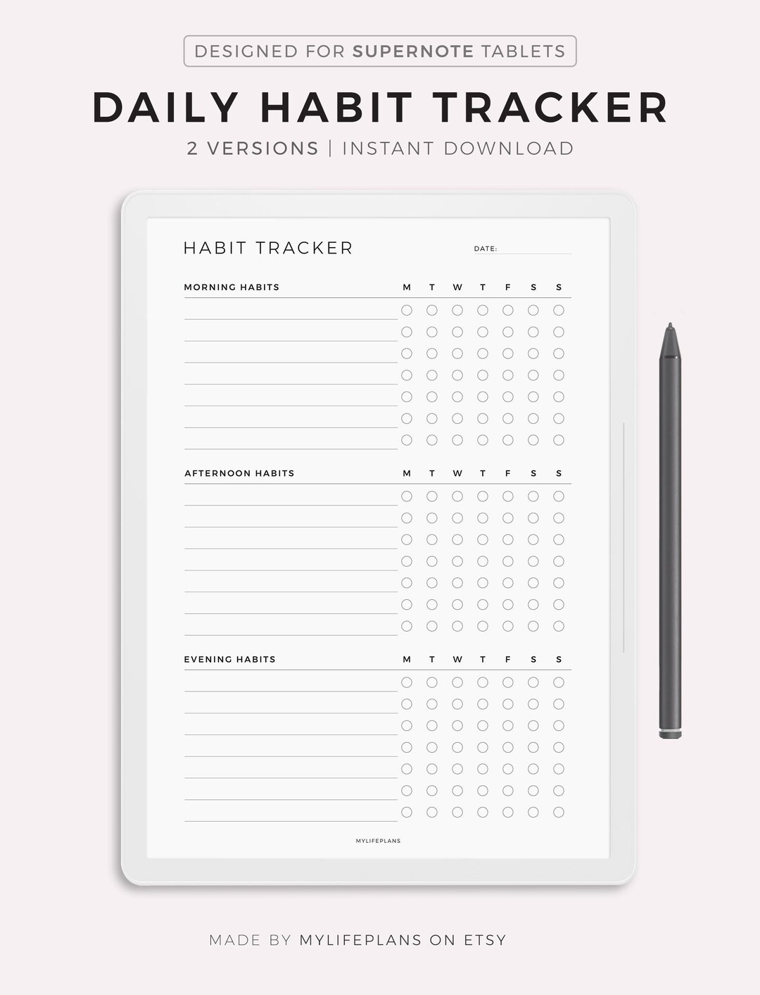 Daily Habit Tracker for Supernote A5X2/A5X/A5/A6X2/A6X/A6, Daily ...