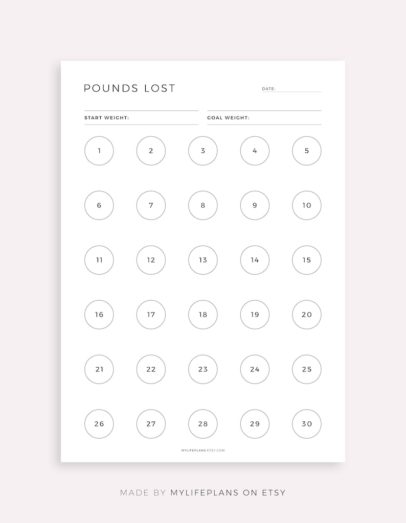 30 Pounds Lost Weight Tracker Printable Weight Loss Tracker - Etsy