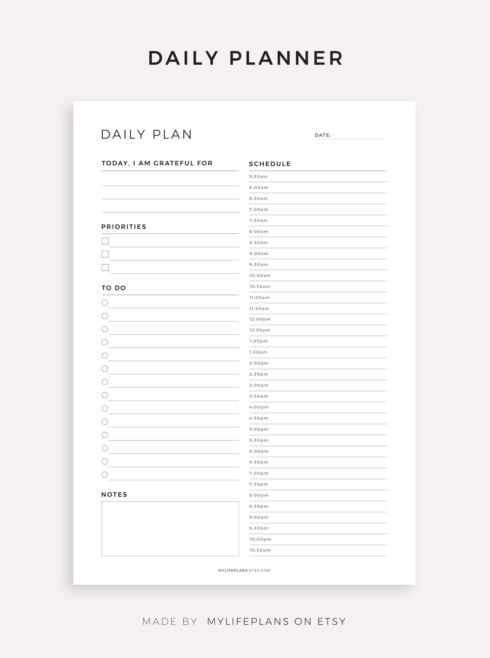 Daily Planner Weekly Planner Monthly Planner Printable - Etsy UK