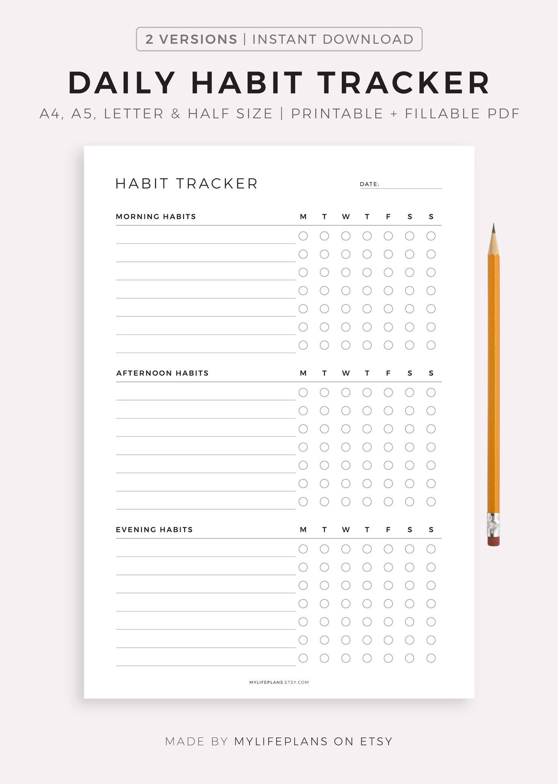 Daily Habit Tracker Daily Routine Planner Routine Checklist - Etsy