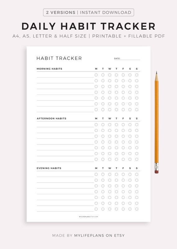 Daily Habit Tracker Daily Routine Planner Routine Checklist - Etsy