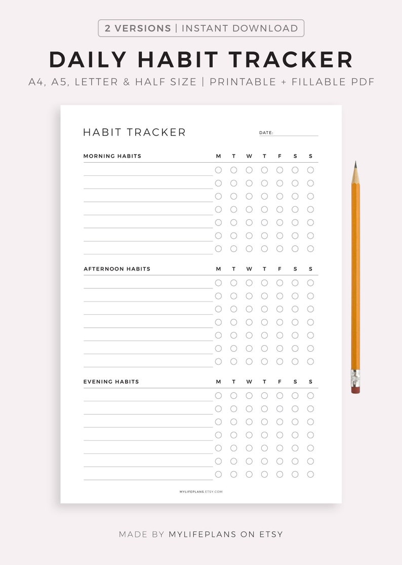 Daily Habit Tracker Daily Routine Planner Routine Checklist - Etsy