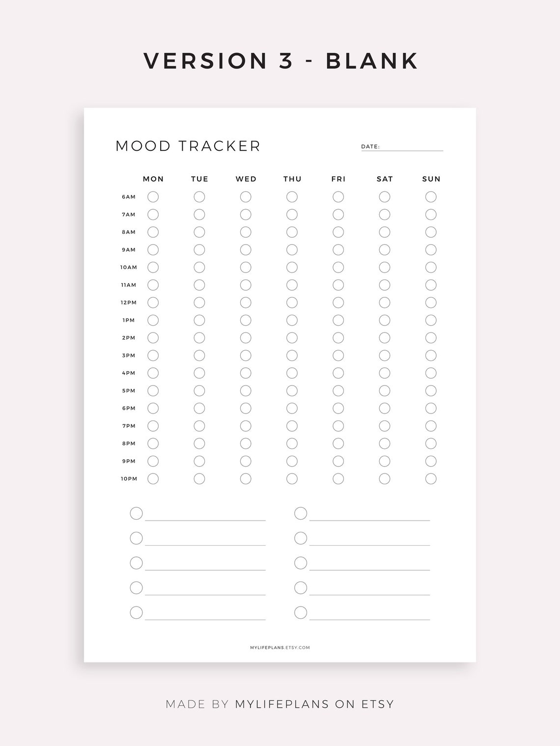 Buy Hourly Mood Tracker Printable Weekly Mood Journal Emotion Online in ...
