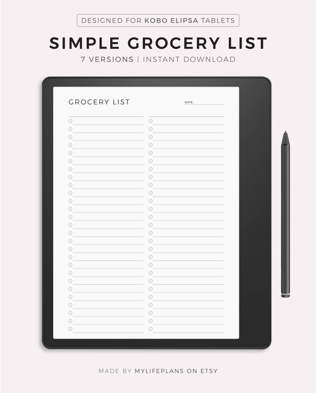 Simple Grocery List Template, Food Shopping List, Grocery Planner ...