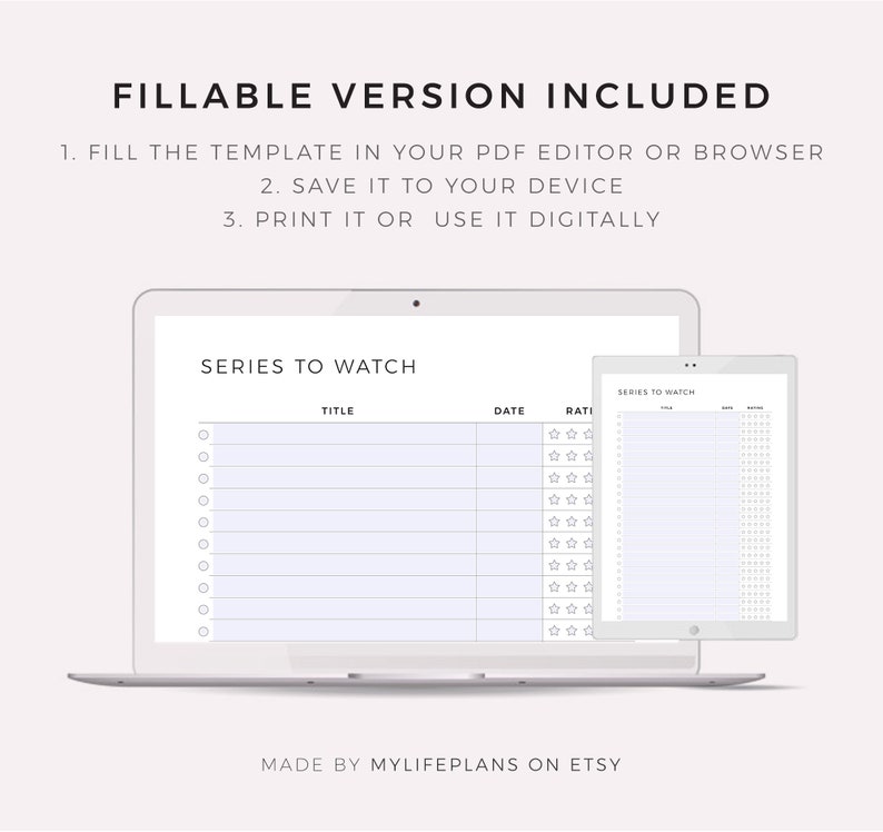 TV Series to Watch List Printable TV Show List Season and - Etsy