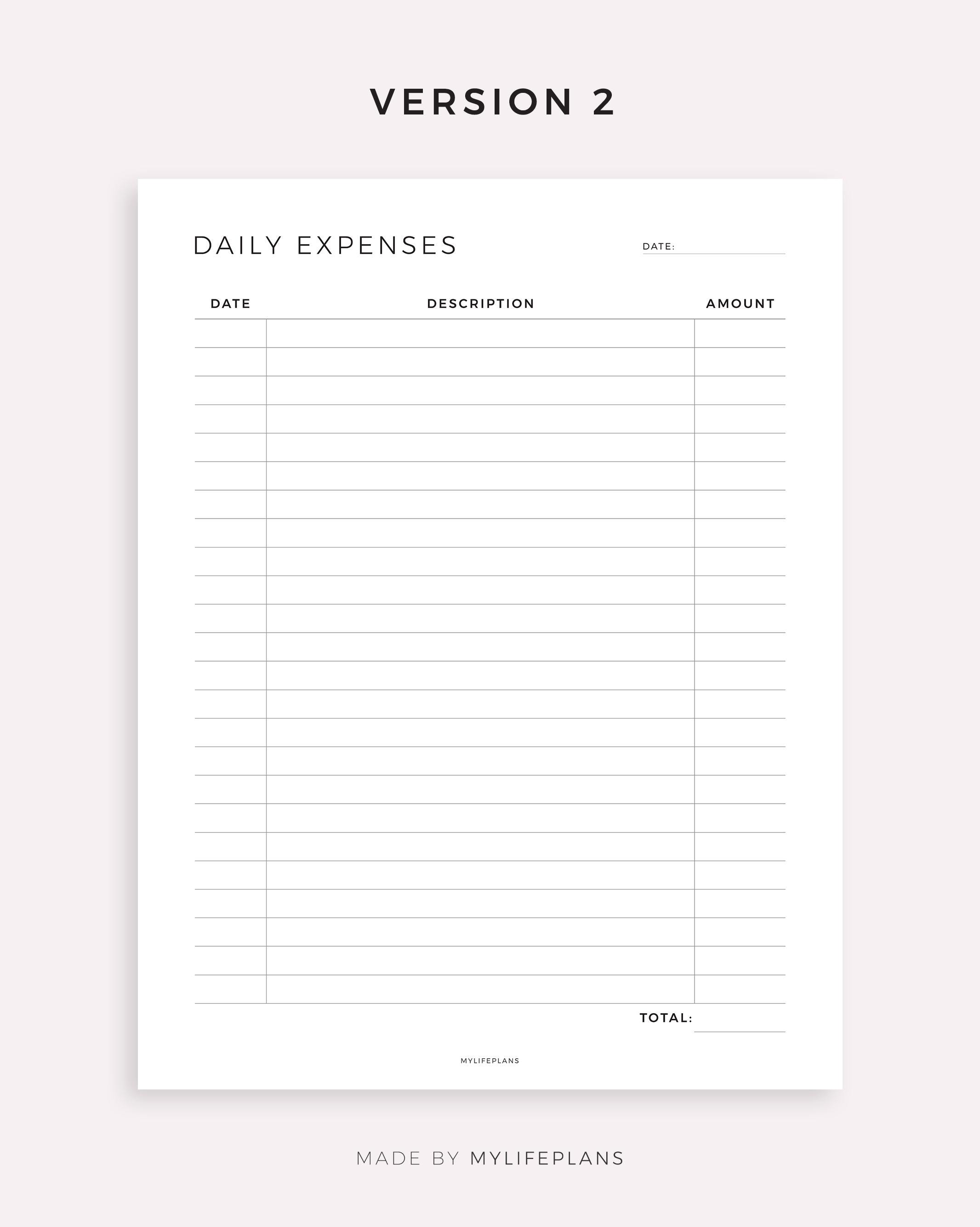 Daily Expenses Tracker, Printable Template for Happy Planner Classic ...