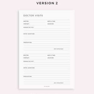Doctor Visits Planner for Remarkable 2, Instant Download - Etsy