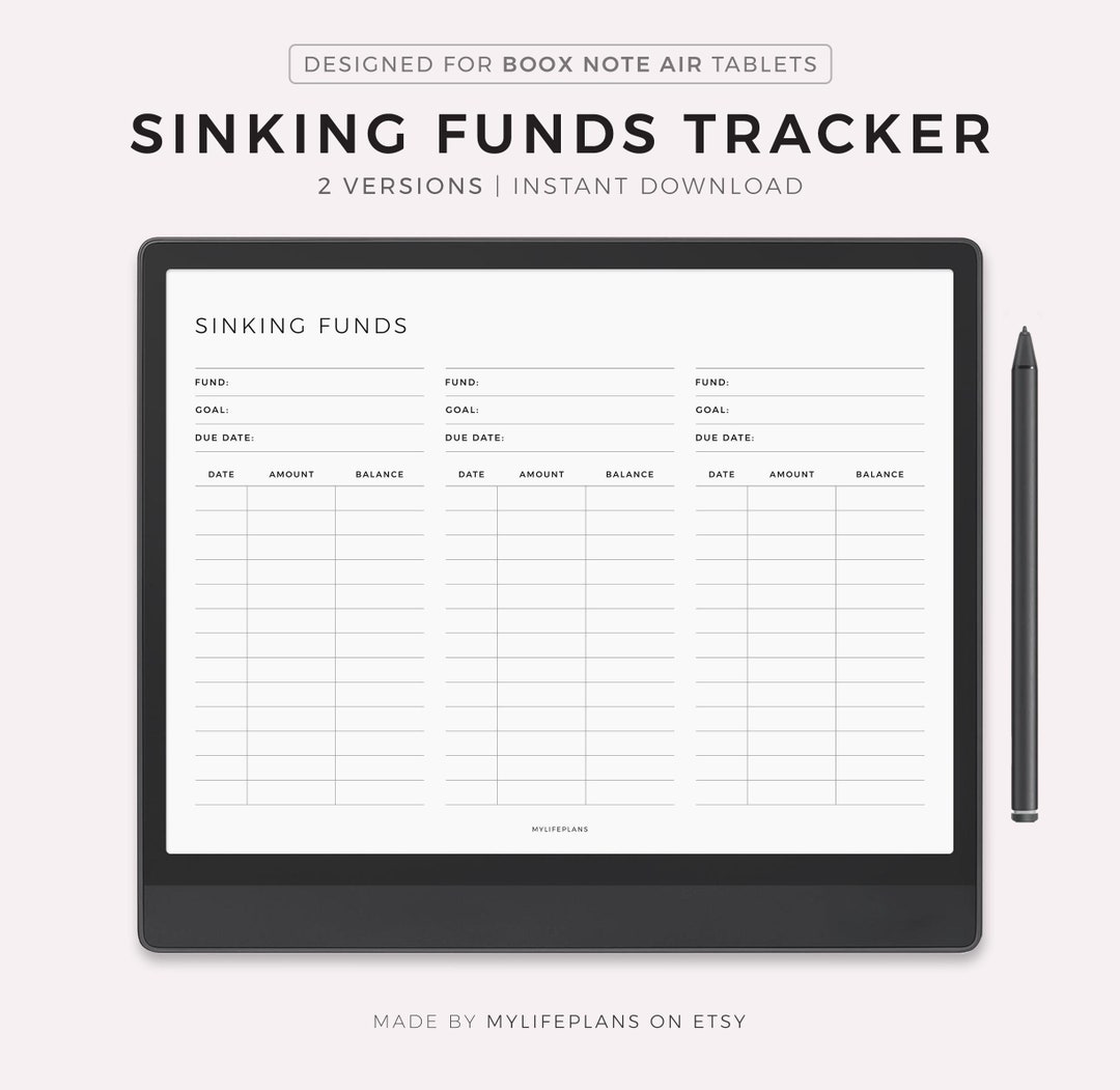 Sinking Funds Tracker for Boox Note Air 3 / 3c / 2 / 1, Landscape ...