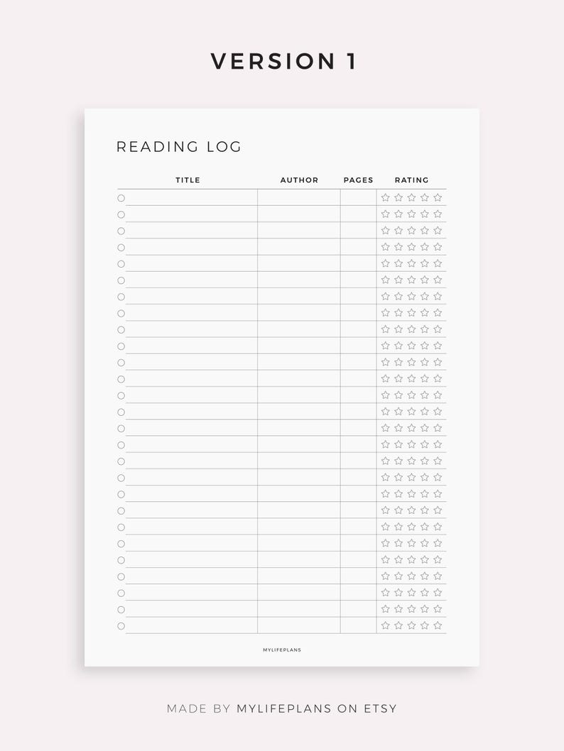 Reading Log for Supernote A5X2/A5X/A5/A6X2/A6X/A6, Instant Download - Etsy