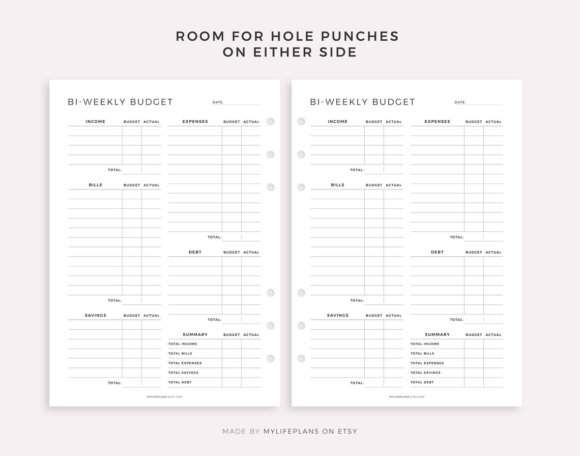 Bi-weekly Budget Planner Printable & Fillable Budget Template - Etsy