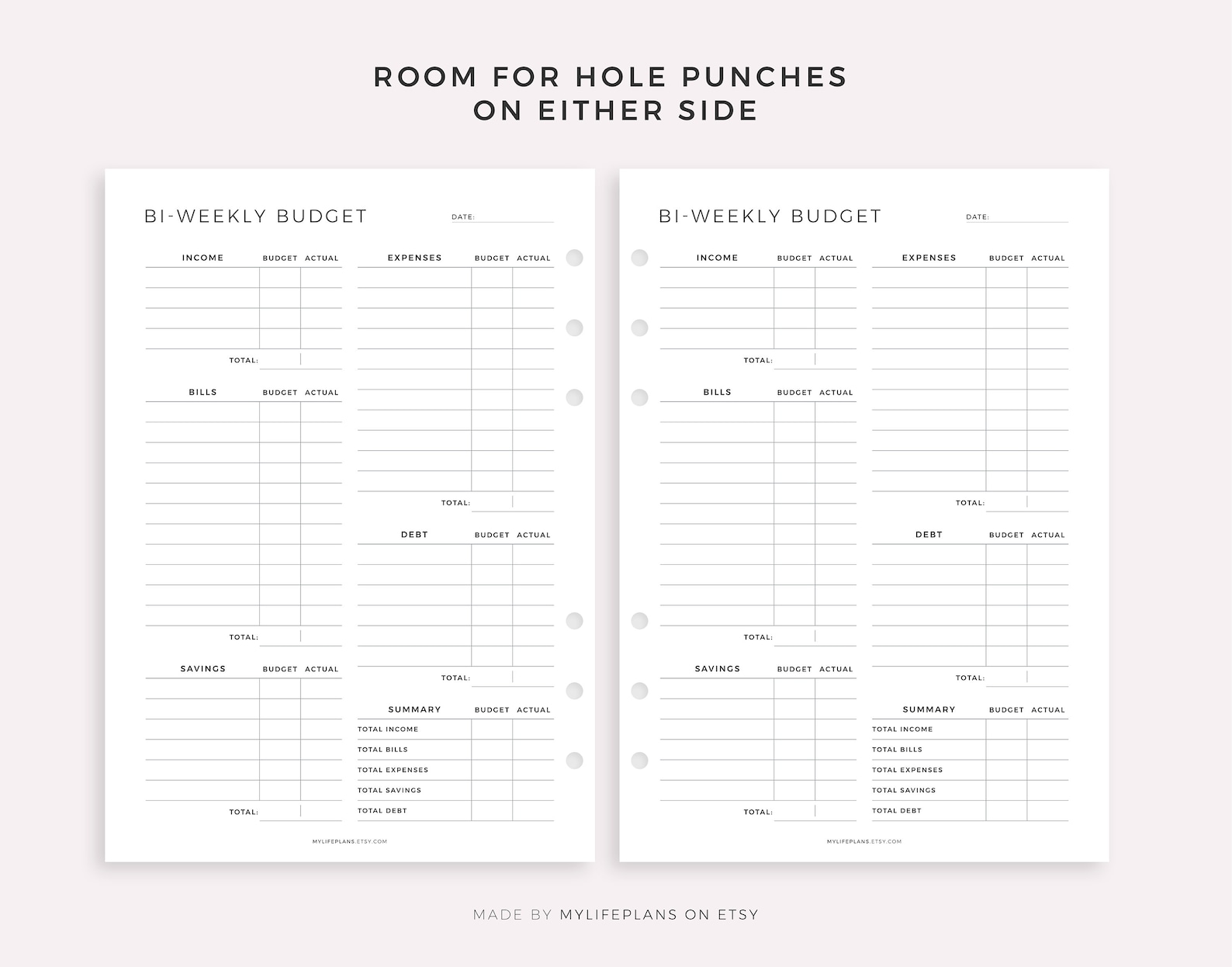 Bi-weekly Budget Planner Printable & Fillable, Budget Template PDF ...