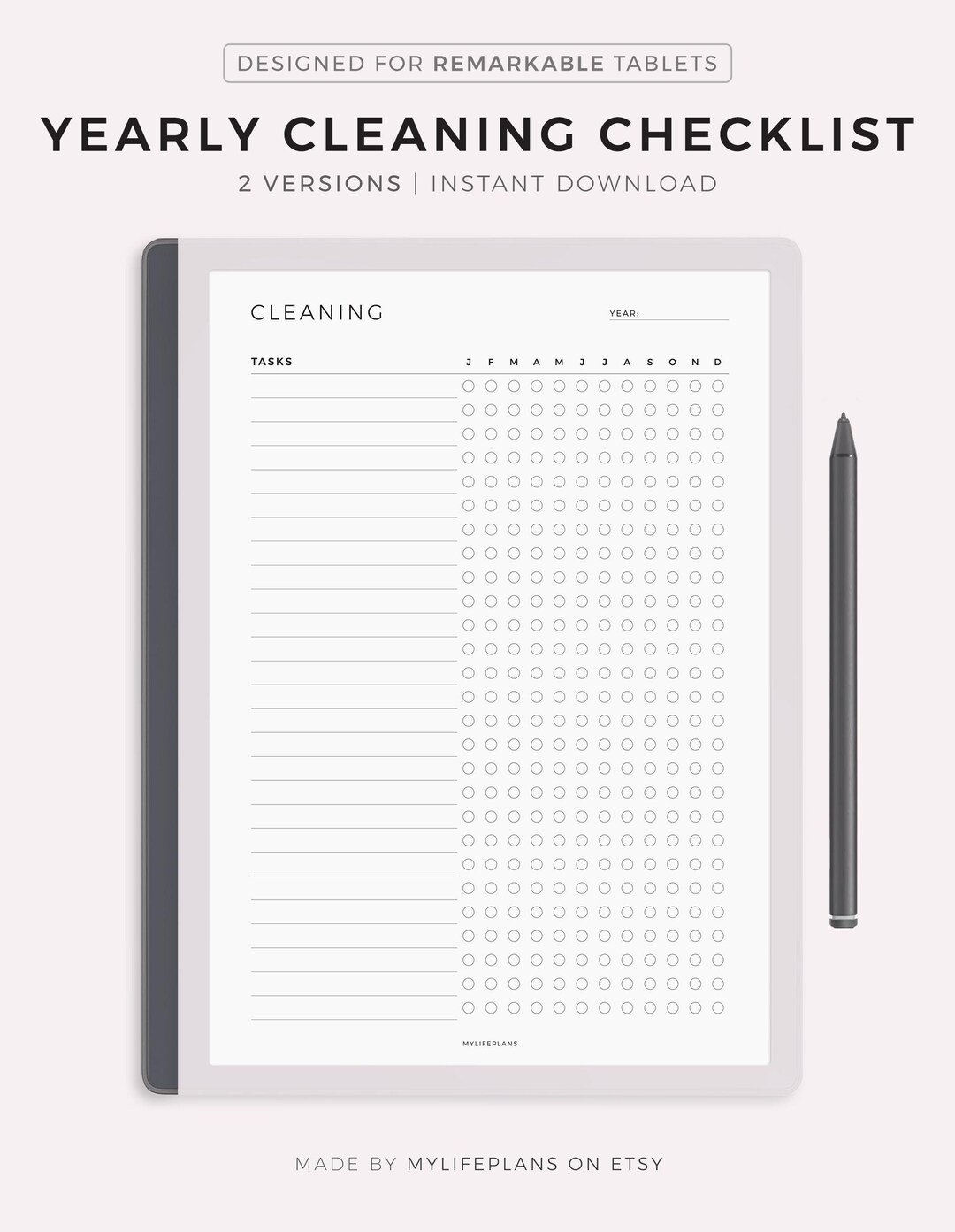 Yearly Cleaning Checklist for Remarkable 2, Cleaning to Do List ...