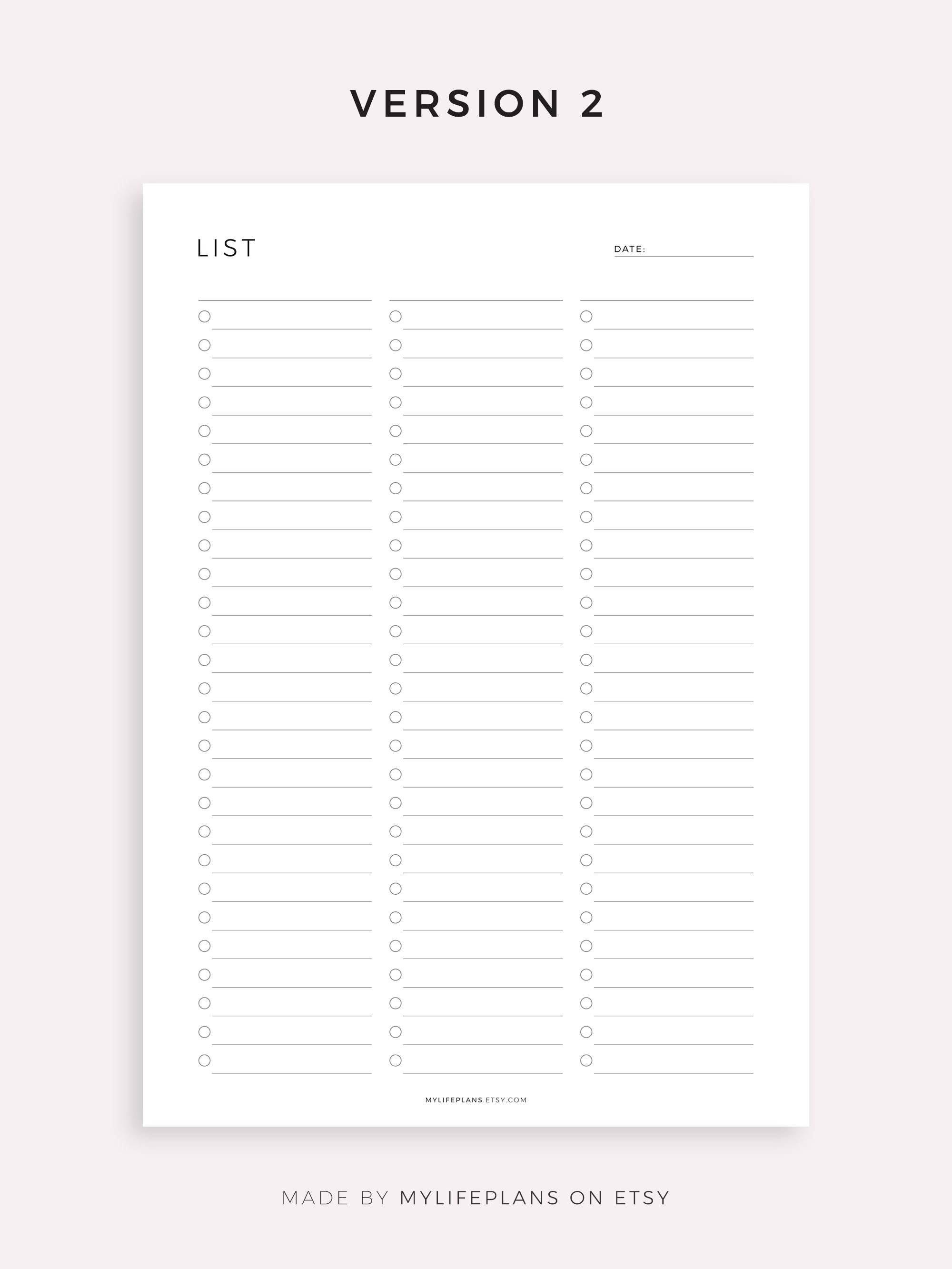 Blank Checklist Template Printable & Fillable Simple - Etsy UK
