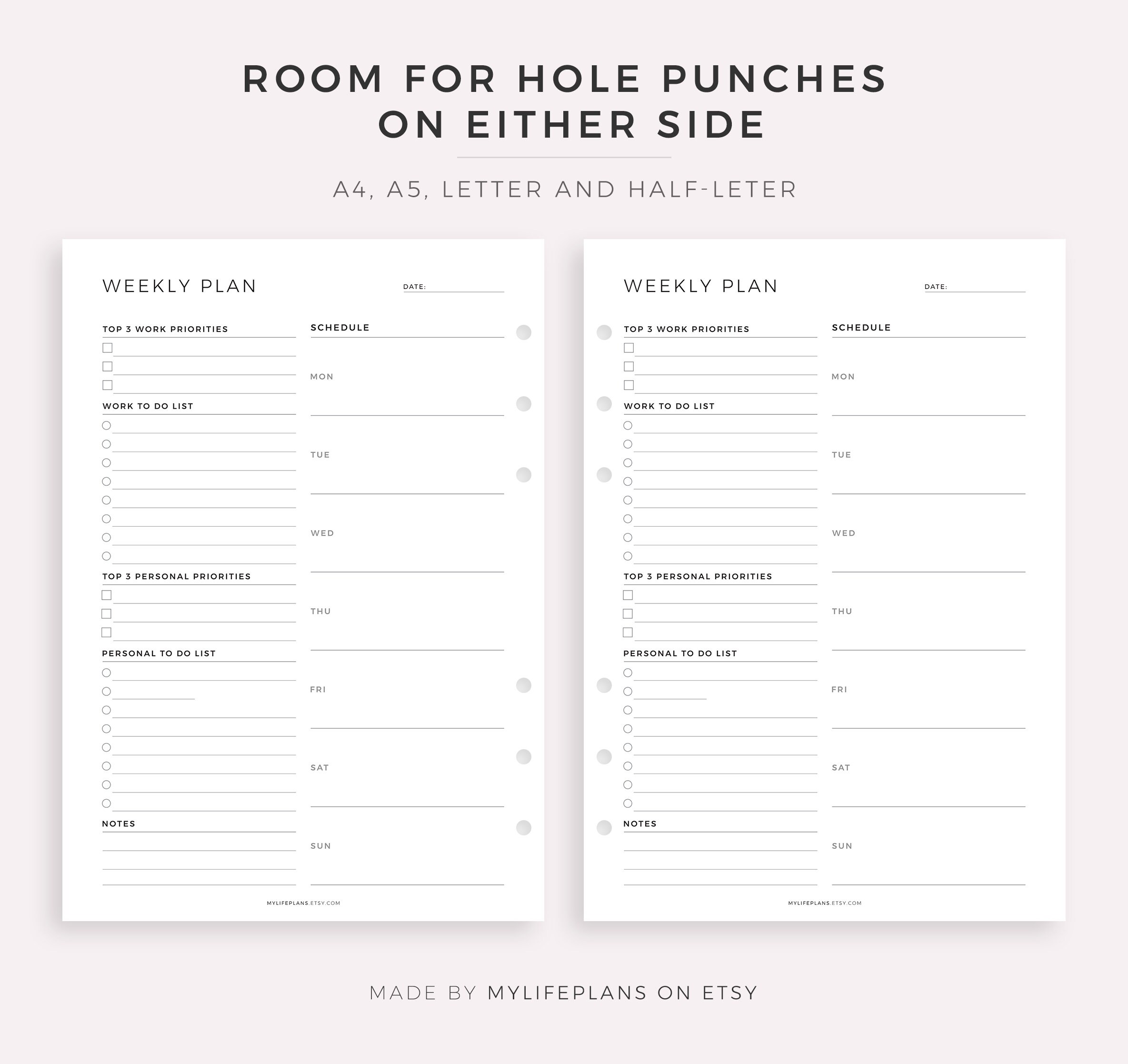 Work From Home Weekly Planner Printable, Weekly to Do List for Work ...