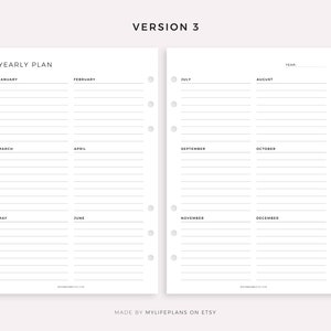 Year at a Glance, Two Page Yearly Planner Printable, 12 Month Overview ...