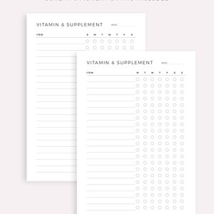 Weekly Vitamin Tracker Printable, Supplement Checklist, Daily Vitamin ...