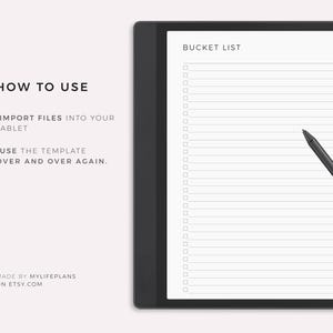 Bucket List, Life Goals Planner, to Do List Plan, Compatible With Boox ...