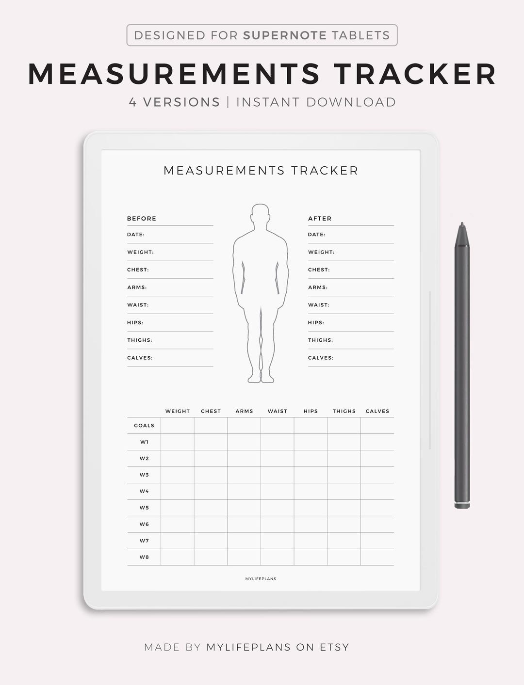 Body Measurements Tracker, 8 Week Body Transformation, Fitness Progress ...