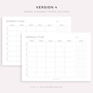 Monthly Workout Planner Printable Landscape, 30 Days Fitness Planner ...