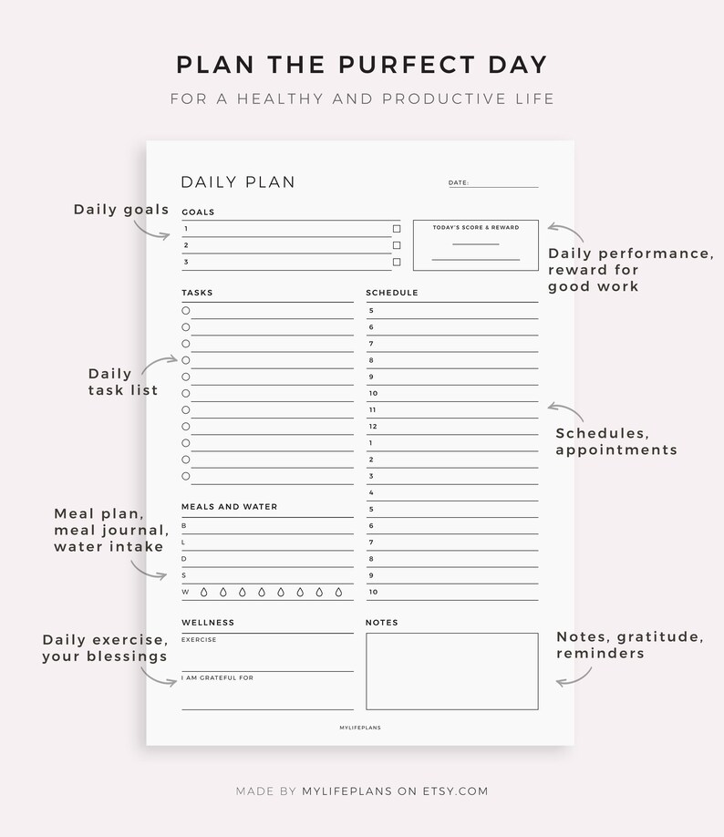Productivity Daily Planner for Remarkable Paper Pro, Instant Download ...
