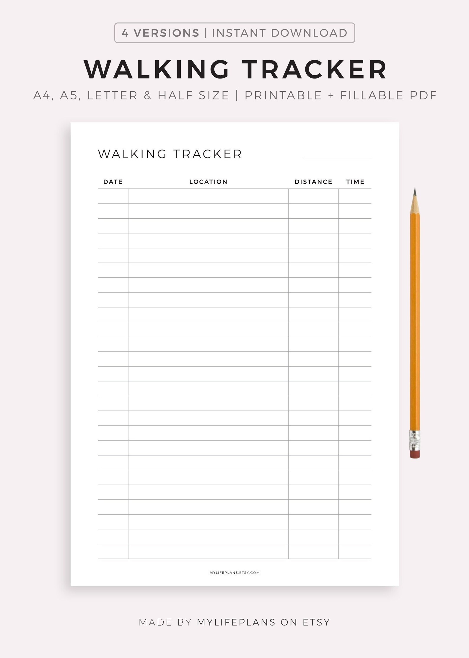 Walking Tracker Printable Walking Journal Walking Log Daily - Etsy