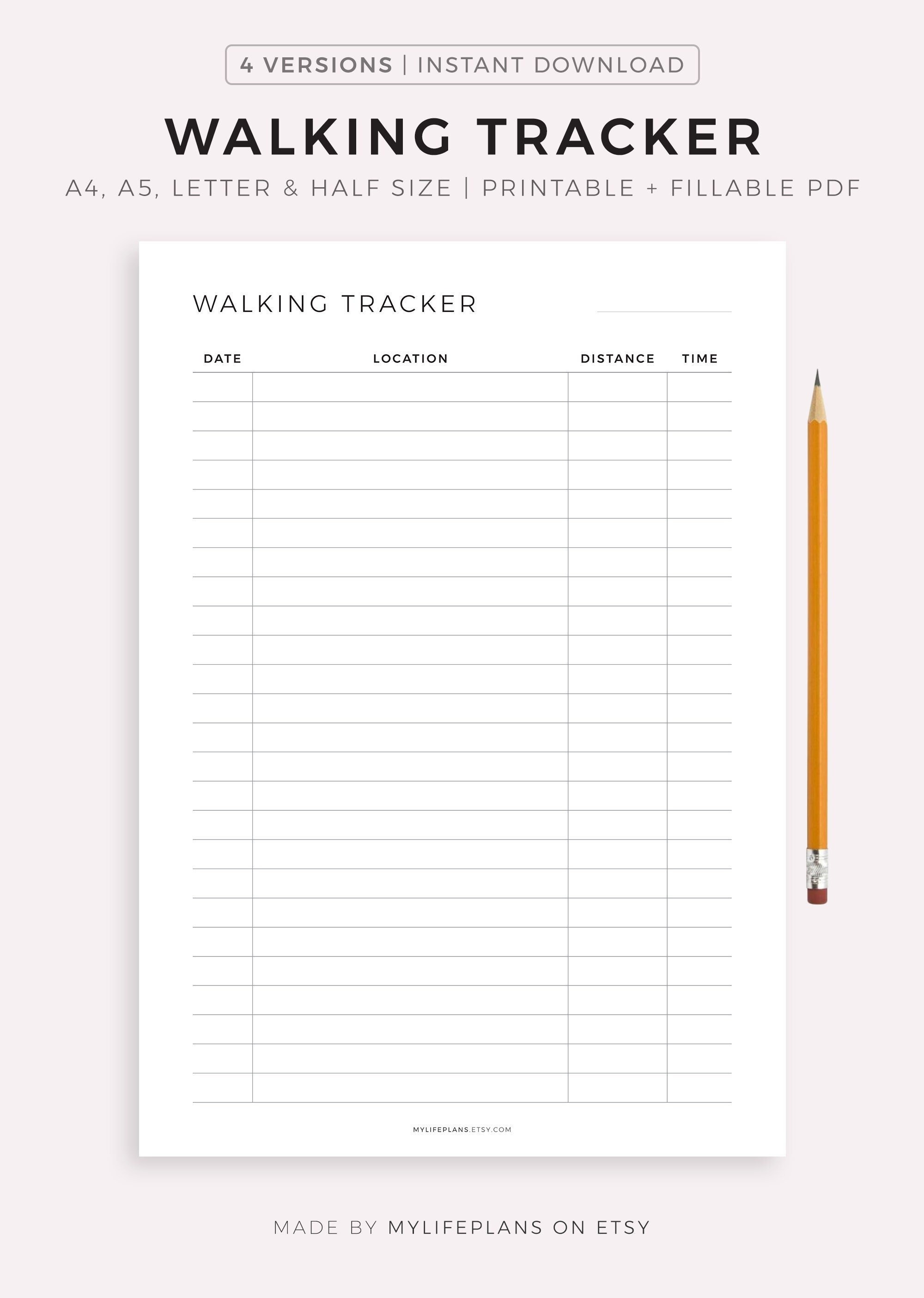 Walking Tracker Printable Walking Journal Walking Log Daily - Etsy UK