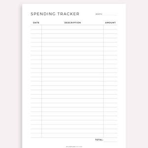 Spending Tracker Printable, Expense Tracker, Budget Template, Financial ...