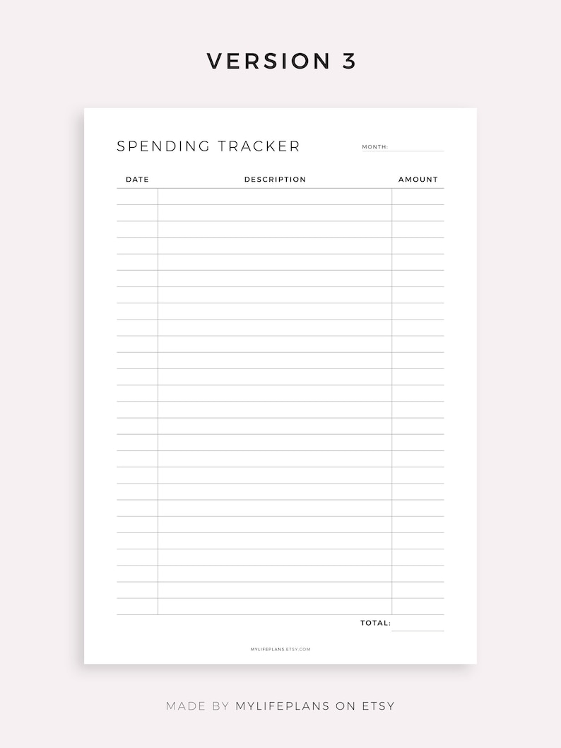 Spending Tracker Printable Expense Tracker Budget Template - Etsy