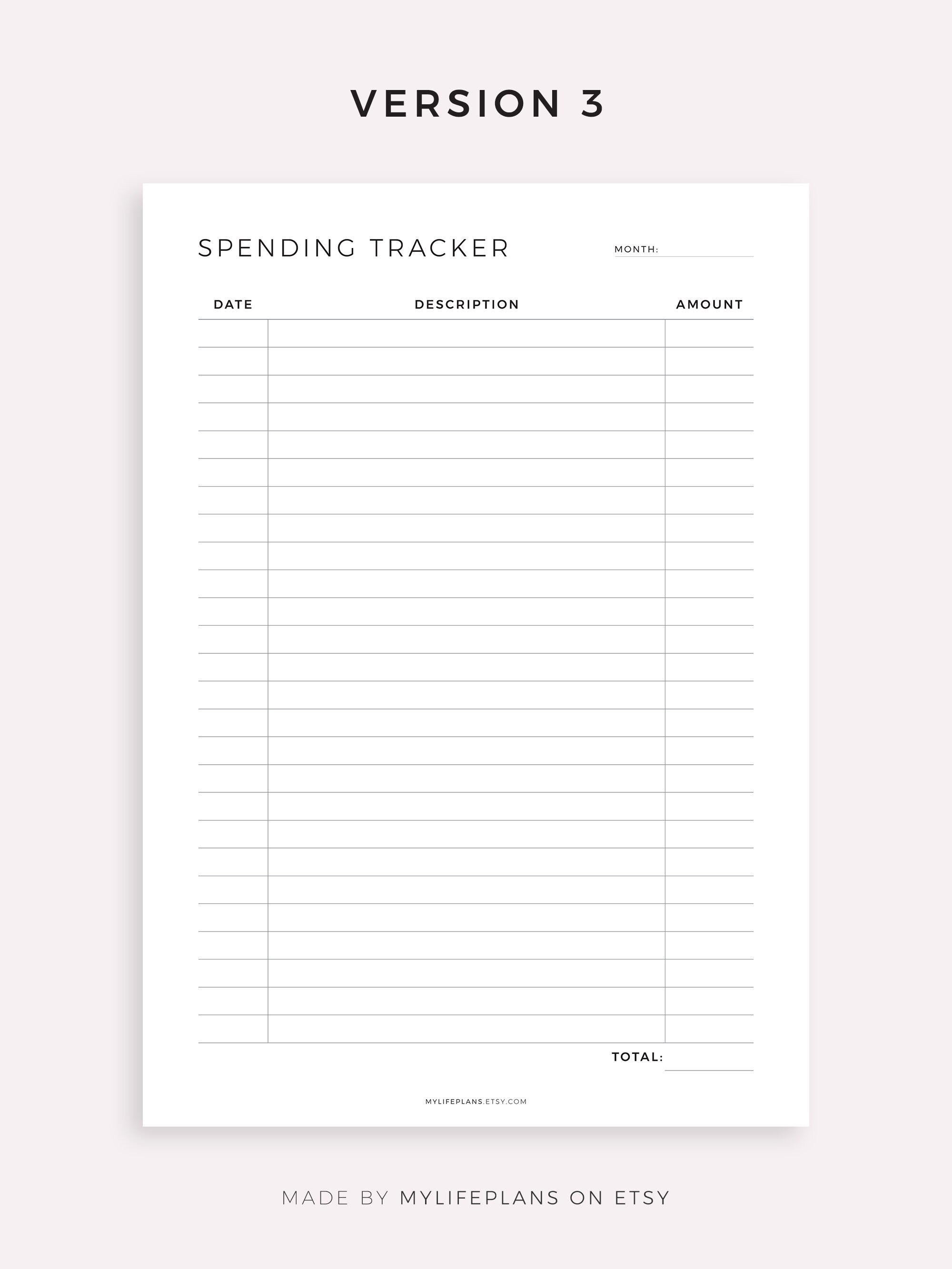 Spending Tracker Printable Expense Tracker Budget Template - Etsy