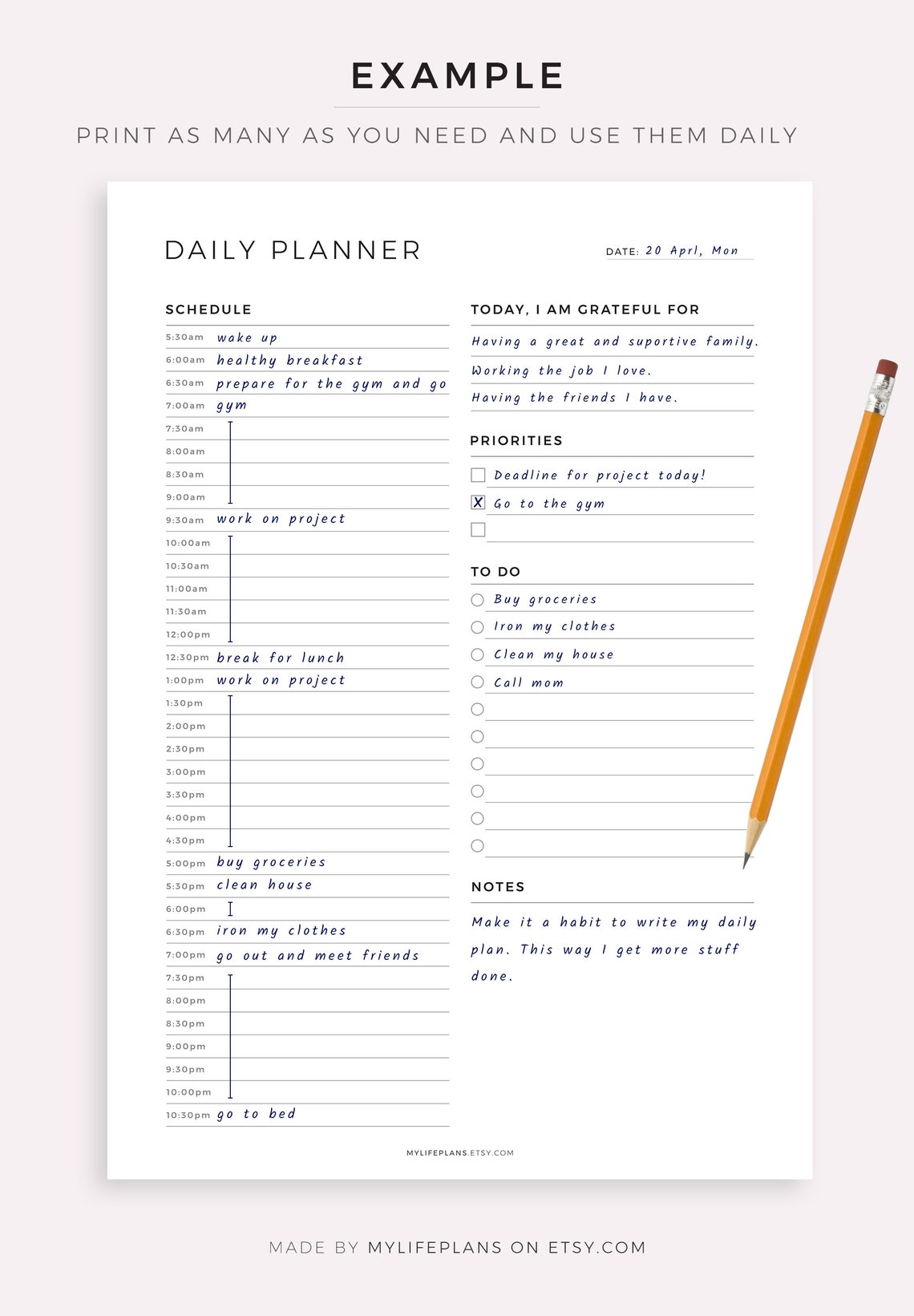 Fillable Hourly Planner Printable Daily to Do List - Etsy