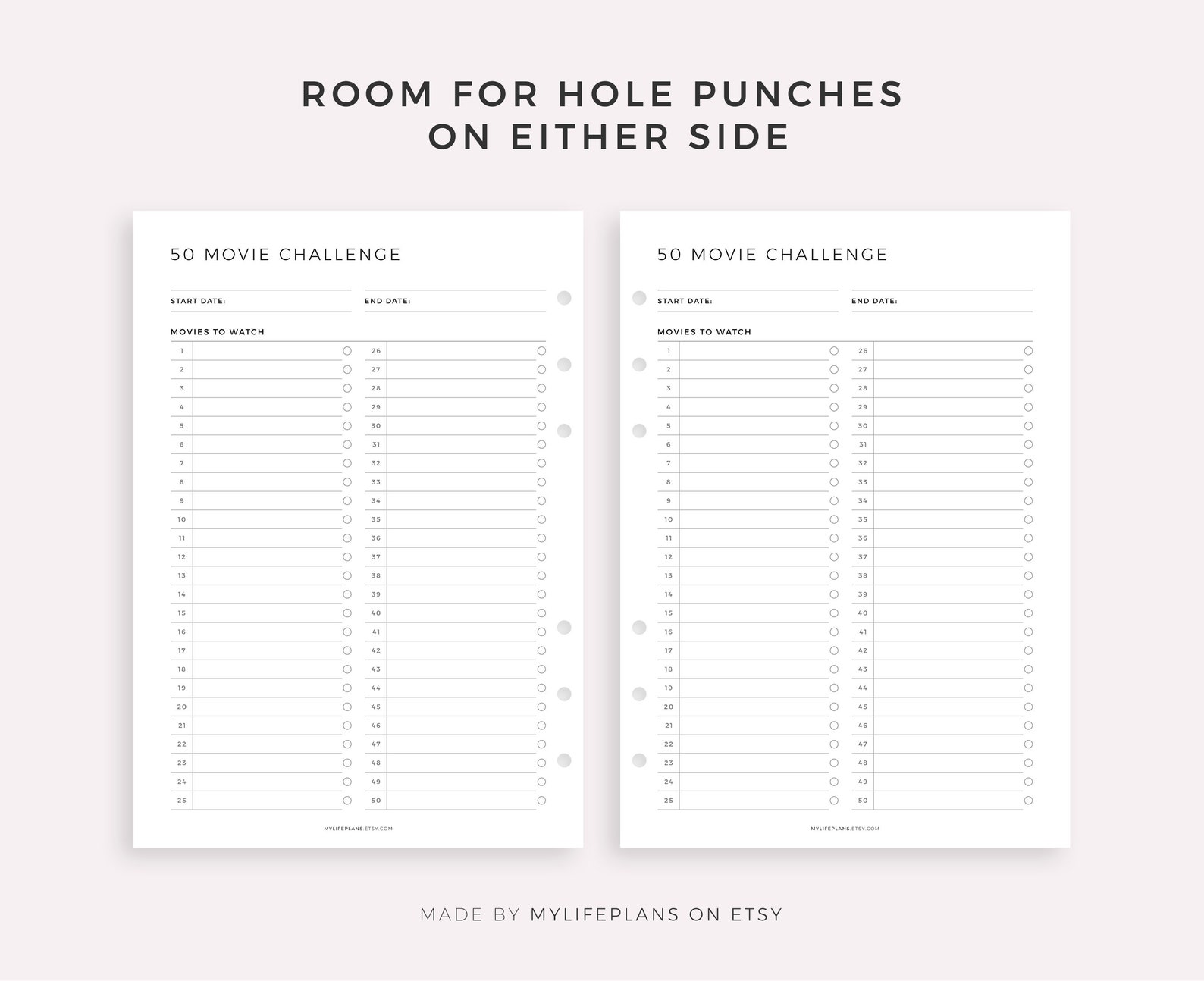 Movie Challenge Printable, Movies to Watch, Bucket List, Movie Tracker ...