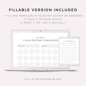 60 Day Running or Walking Challenge Printable, Daily Workout Challenge ...