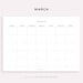 Undated Monthly Calendar Printable Landscape Minimalist - Etsy