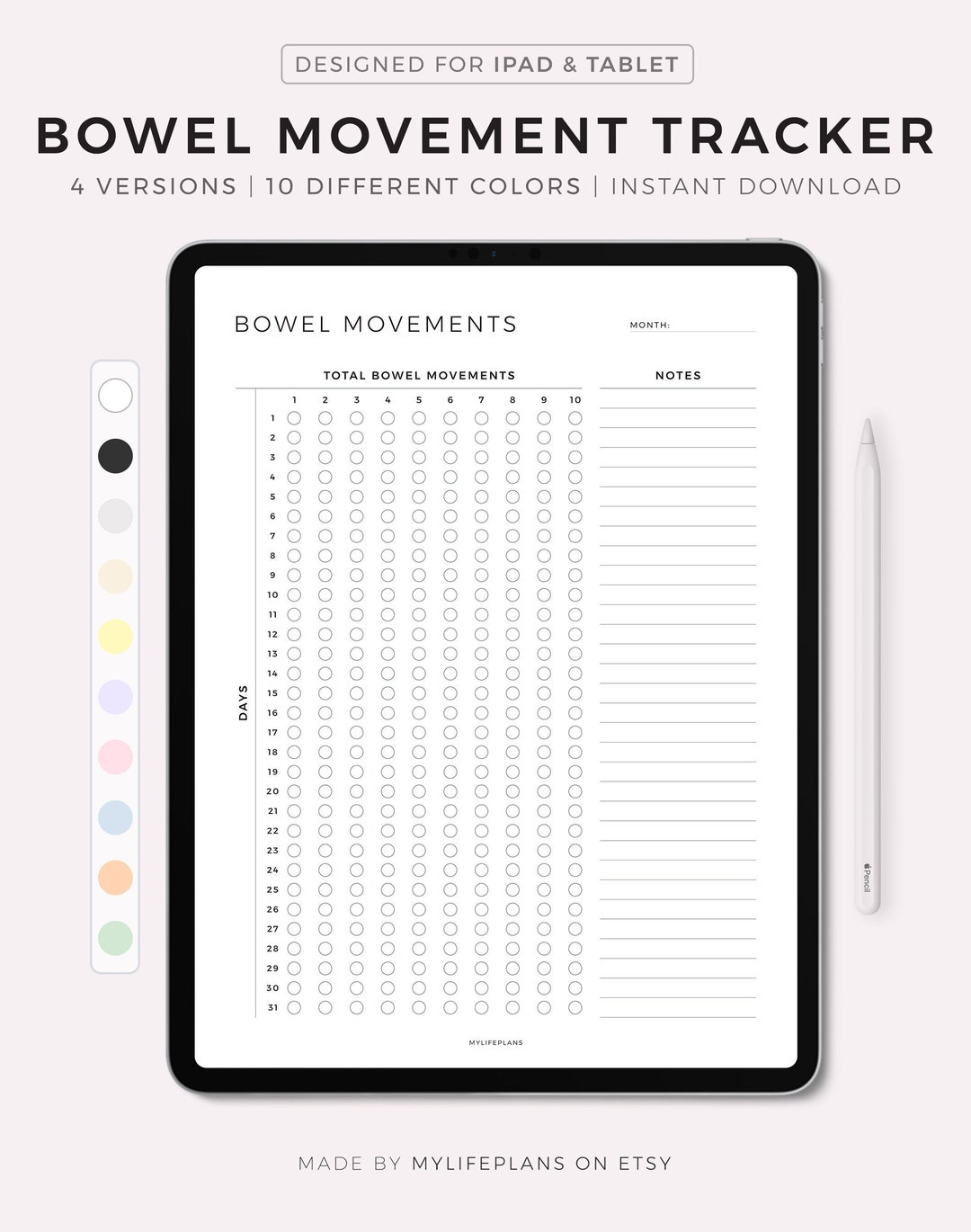 Bowel Movement Tracker Digital Template Food Sensitivity - Etsy