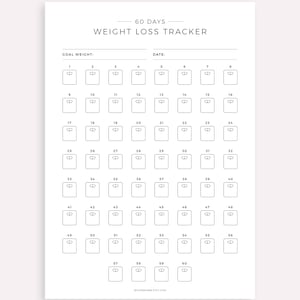 60 Day Weight Loss Tracker Printable, Weight Loss Challenge, Weight ...
