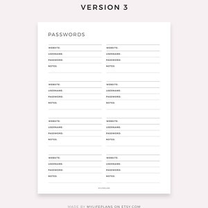Digital Password Tracker, Password Keeper, Password Organizer, Password Log, Compatible With ...