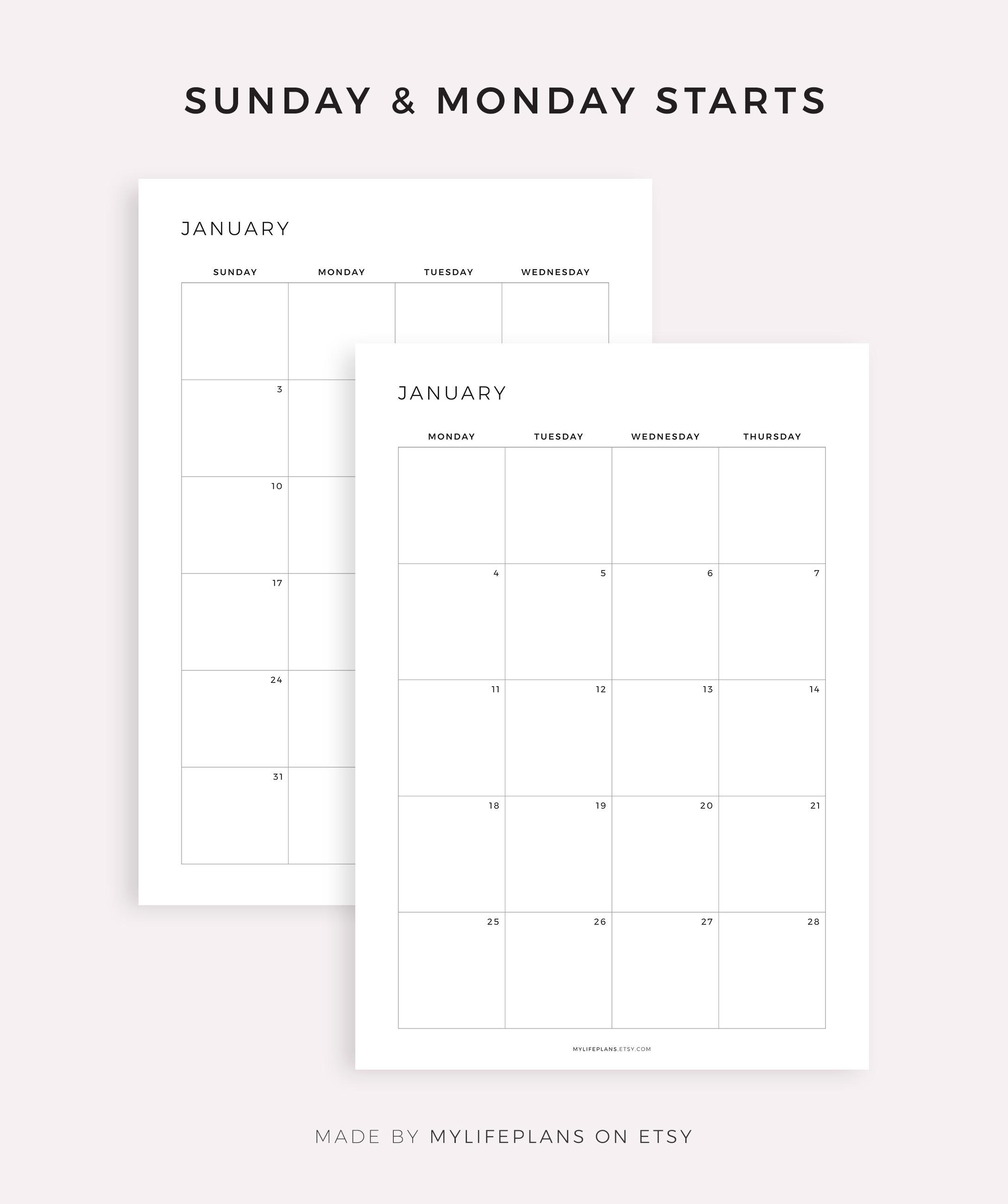 2027 Monthly Planner Printable, Dated Month on 2 Pages, 2027 Calendar ...