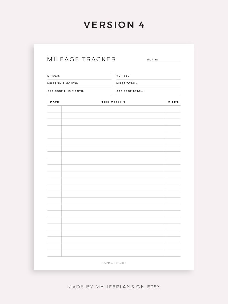 Mileage Tracker Printable, Work Trip Miles Tracker, Business Mileage ...