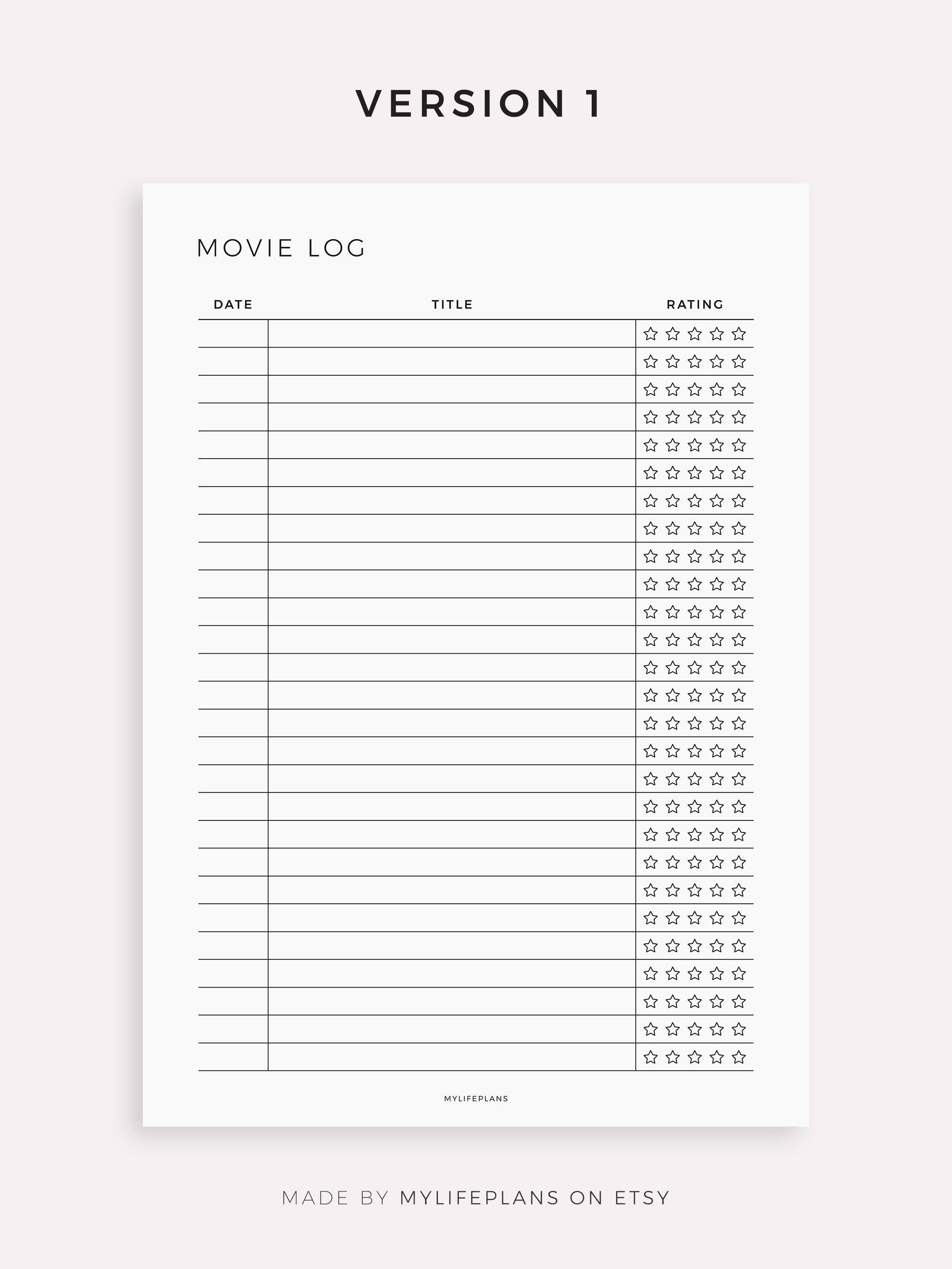 Movie Log Template for Remarkable Paper Pro, Instant Download - Etsy