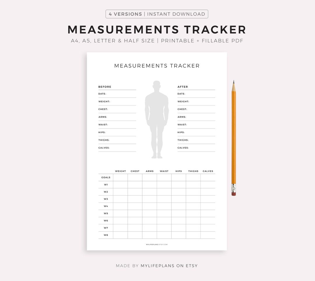 Body Measurements Tracker, 8 Week Body Transformation, Workout Progress ...