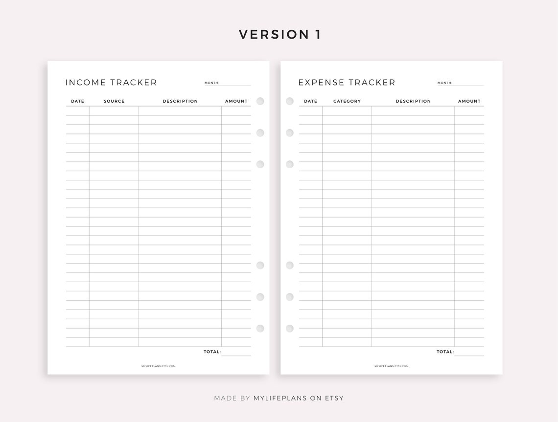 Income & Expense Tracker Monthly Budget Planner Printable - Etsy