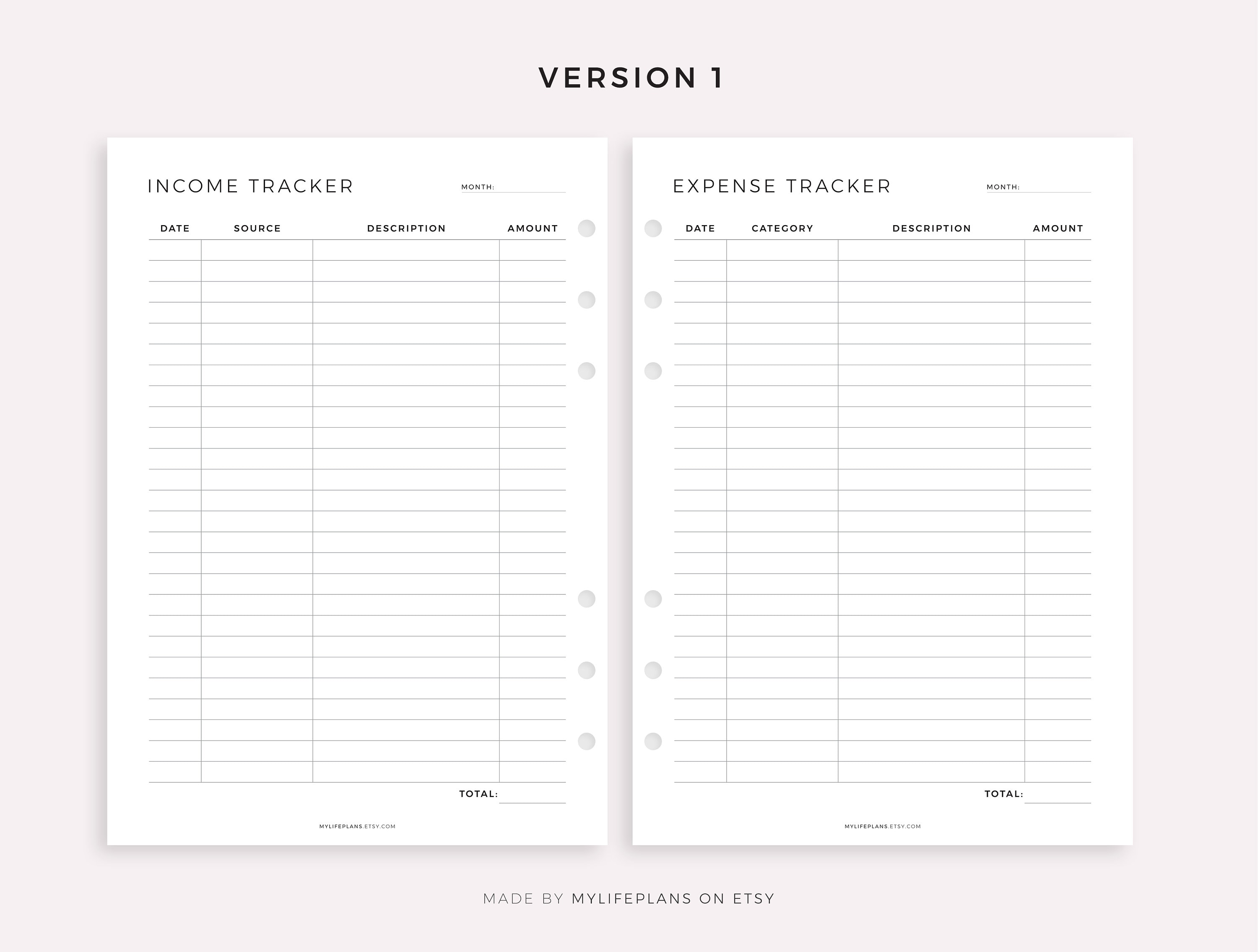 Income & Expense Tracker, Monthly Budget Planner Printable, Financial ...