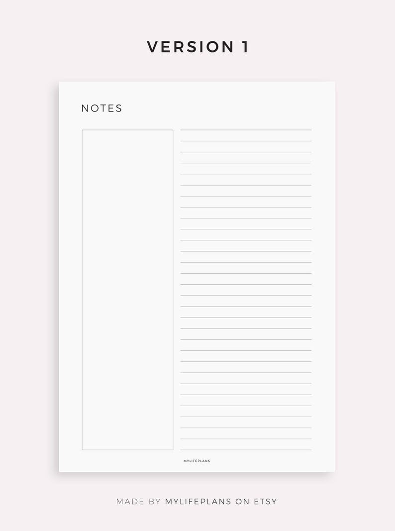 Notes Page for Supernote A5X2/A5X/A5/A6X2/A6X/A6, Notes Template, Note ...