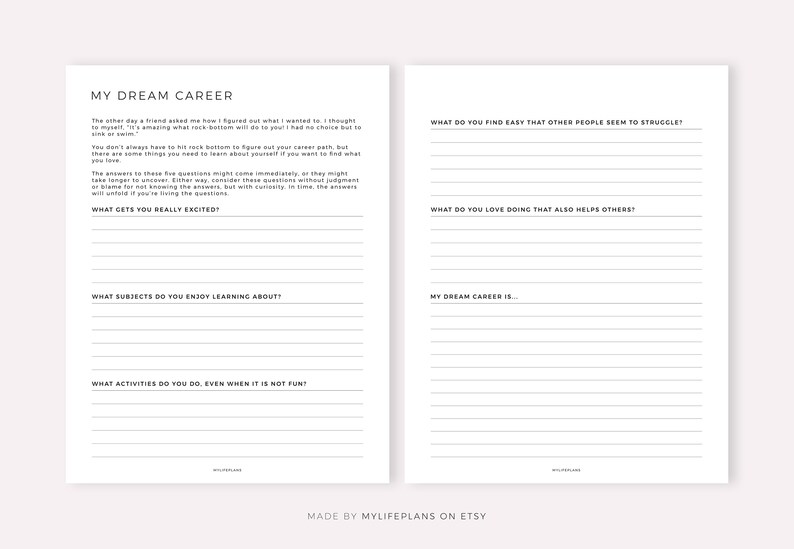 My Dream Career Planner, Career Goals, Career Change, Digital Planner ...